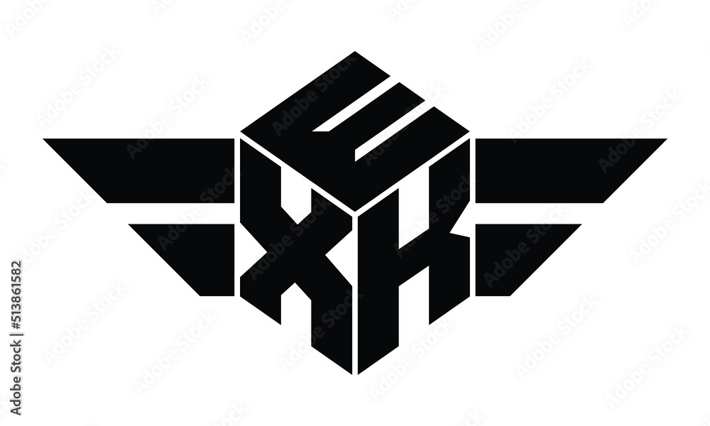 EXK three letter gaming logo in polygon cube shape logo design vector ...