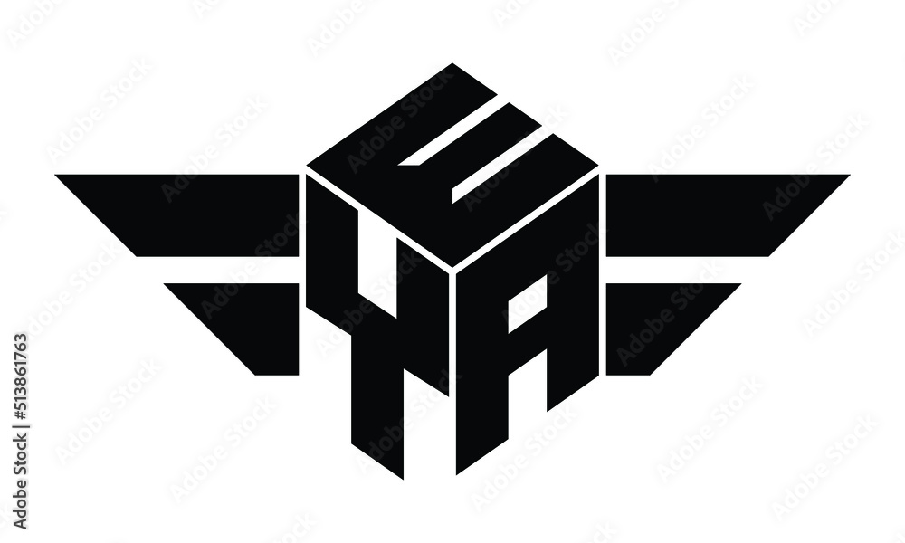 EYA three letter gaming logo in polygon cube shape logo design vector ...