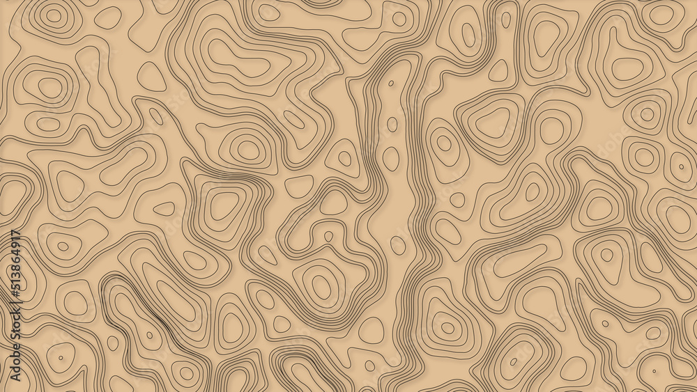 Abstract Retro Topography map. Topographic background with Aged paper ...