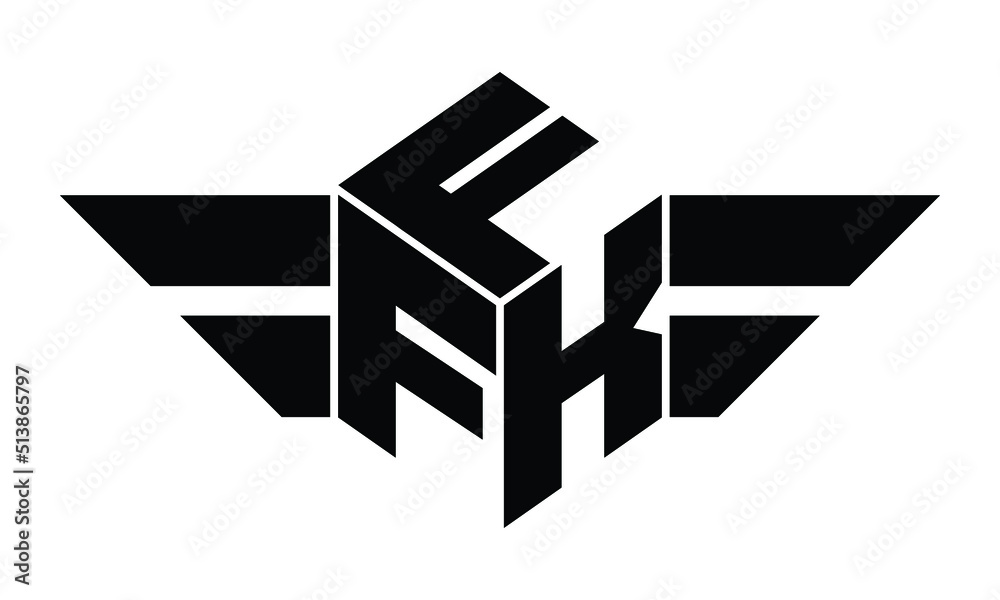 FFK three letter gaming logo in polygon cube shape logo design vector ...