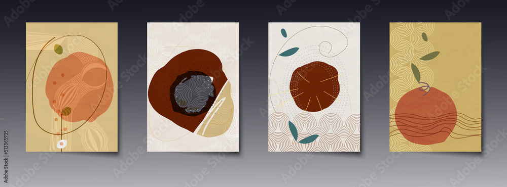 Vector set of abstract minimal shape background. Modern contemporary ...