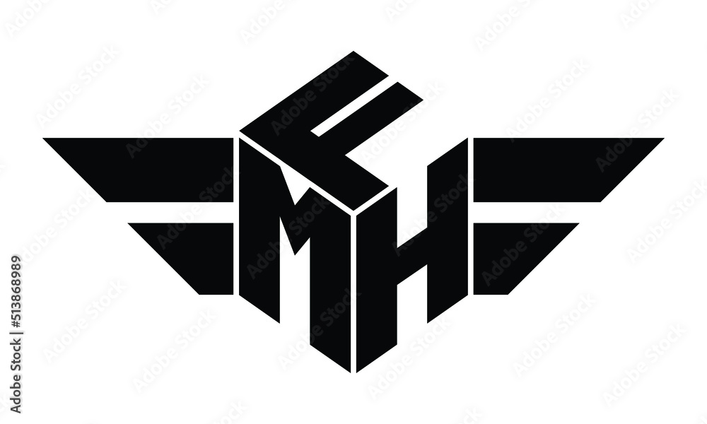 FMH three letter gaming logo in polygon cube shape logo design vector ...