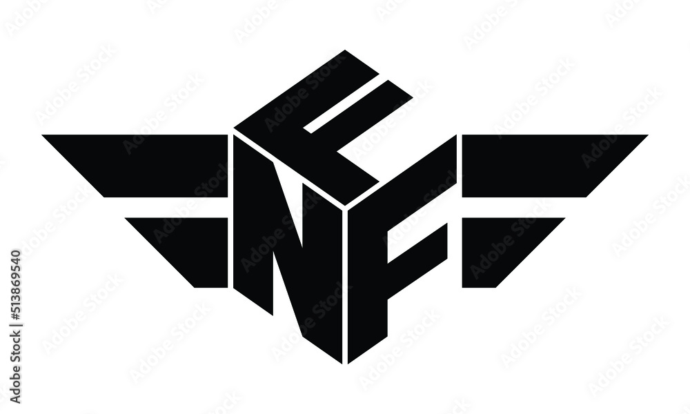 FNF three letter gaming logo in polygon cube shape logo design vector ...