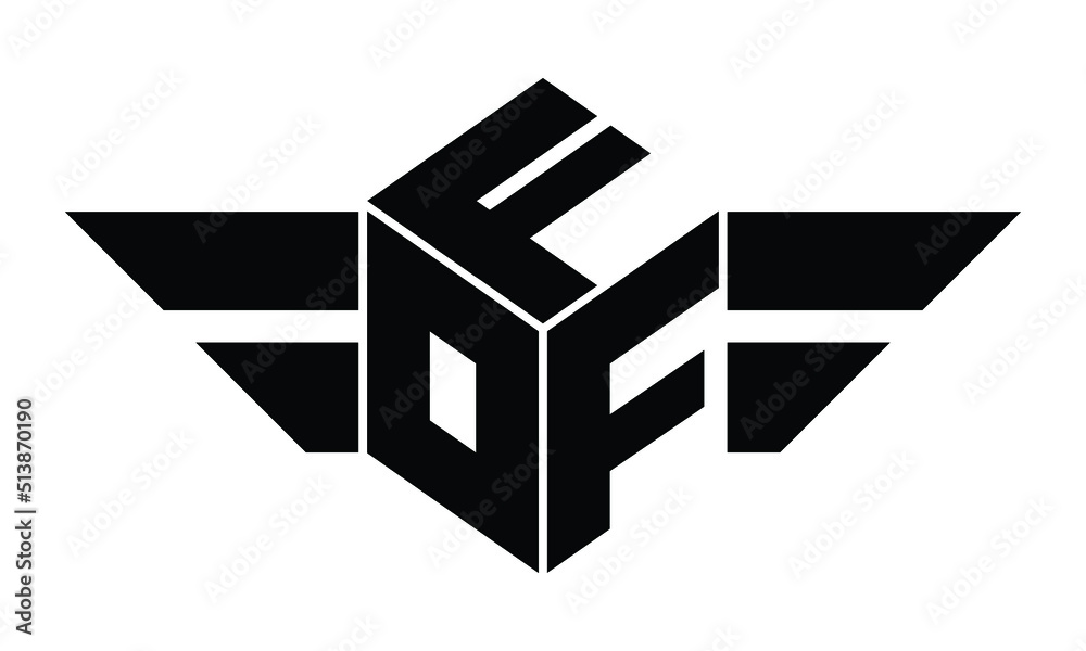 FOF three letter gaming logo in polygon cube shape logo design vector ...
