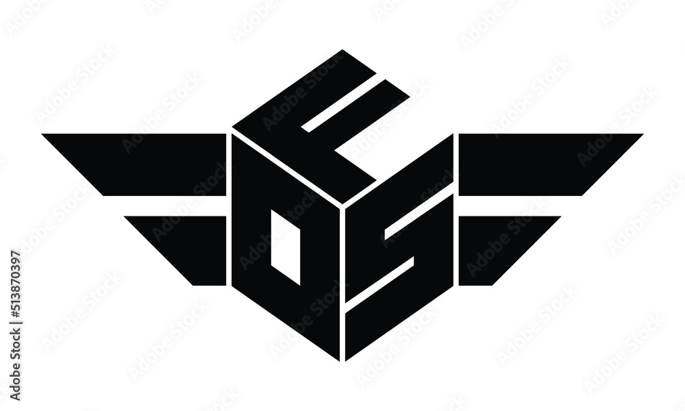 FOS three letter gaming logo in polygon cube shape logo design vector ...