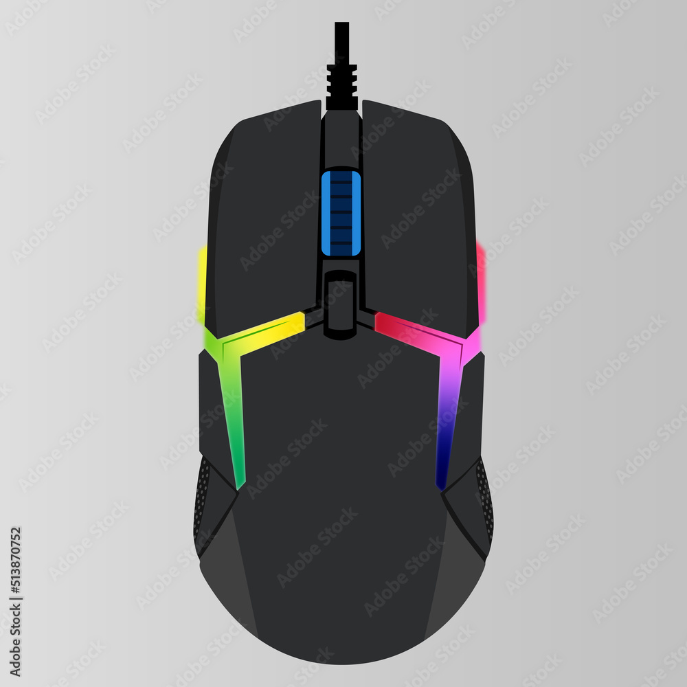vector rgb black gaming mouse Stock Vector | Adobe Stock