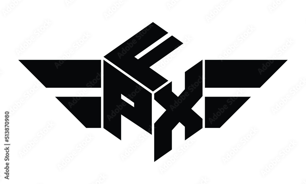 FPX three letter gaming logo in polygon cube shape logo design vector ...