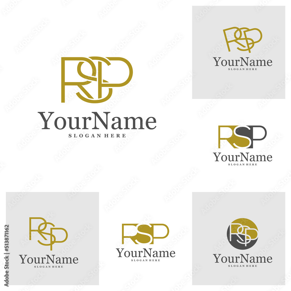 Set of Letter R S P Logo Design Template. Initial RSP logo concept ...