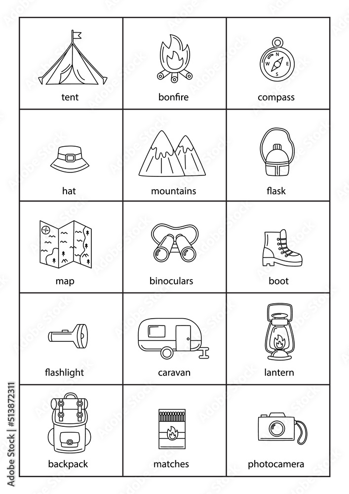 Camping Cartoon Black And White