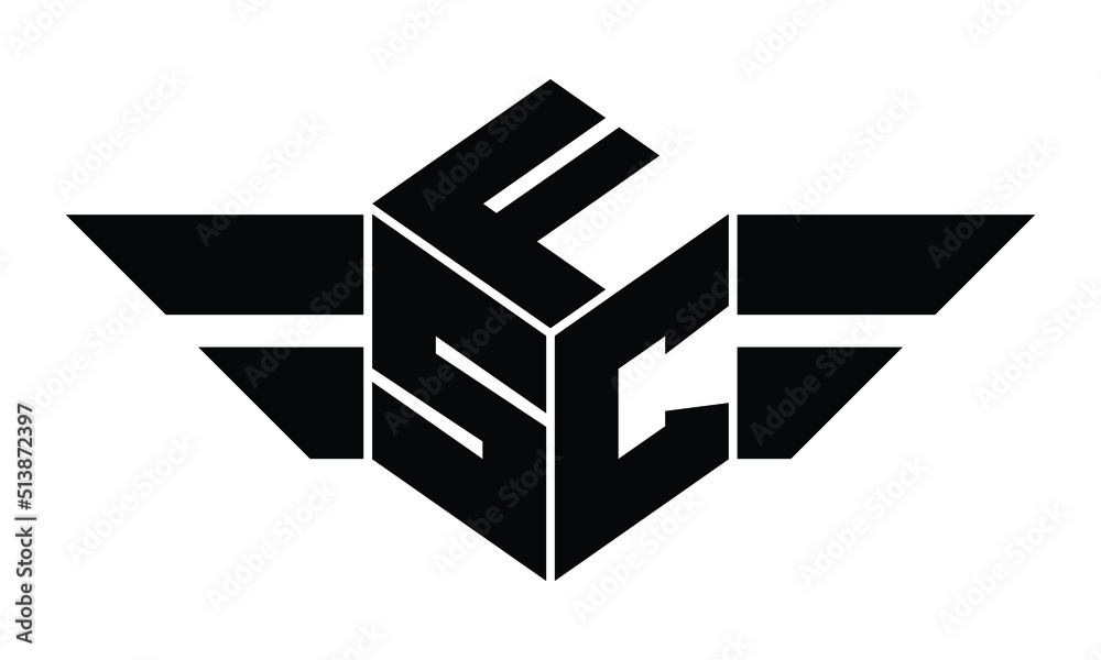 FSC three letter gaming logo in polygon cube shape logo design vector ...