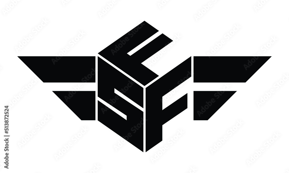 FSF three letter gaming logo in polygon cube shape logo design vector ...