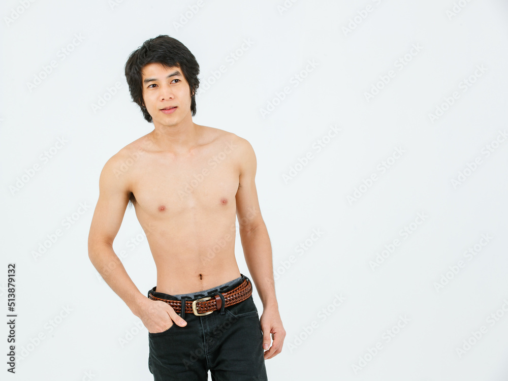 Portrait isolated cutout studio shot of Asian young handsome confident ...