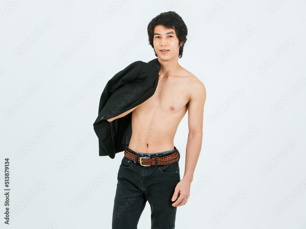 Portrait isolated cutout studio shot of Asian young handsome confident ...