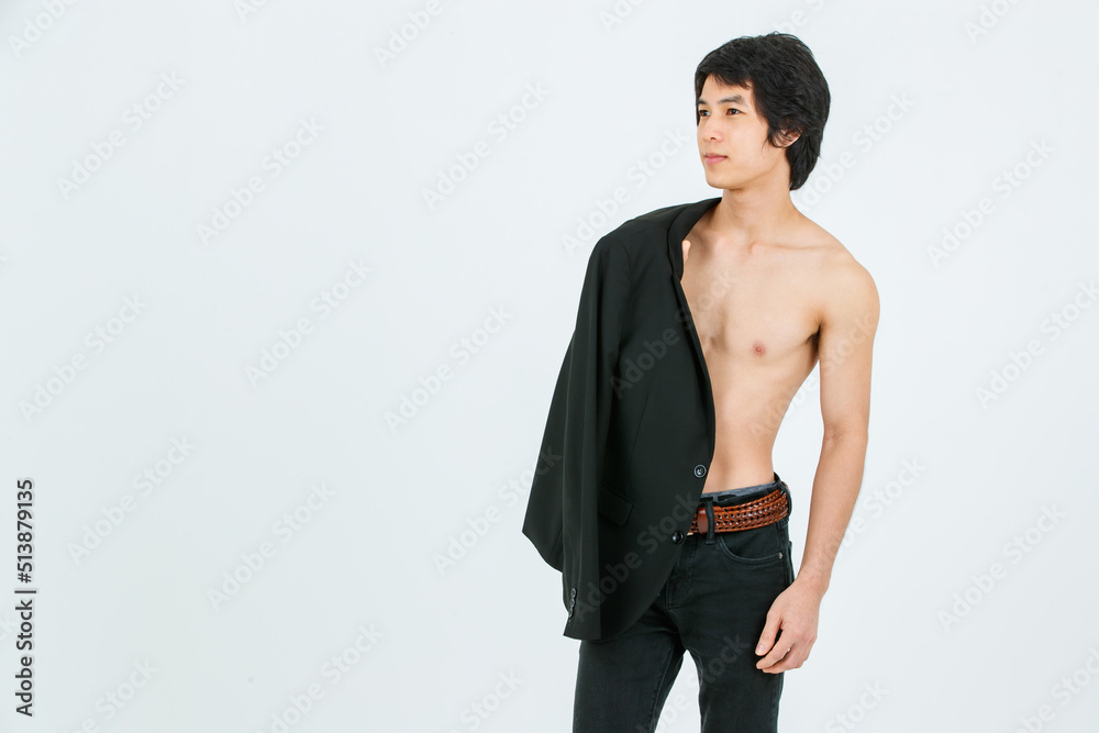 Portrait isolated cutout studio shot of Asian young handsome confident ...