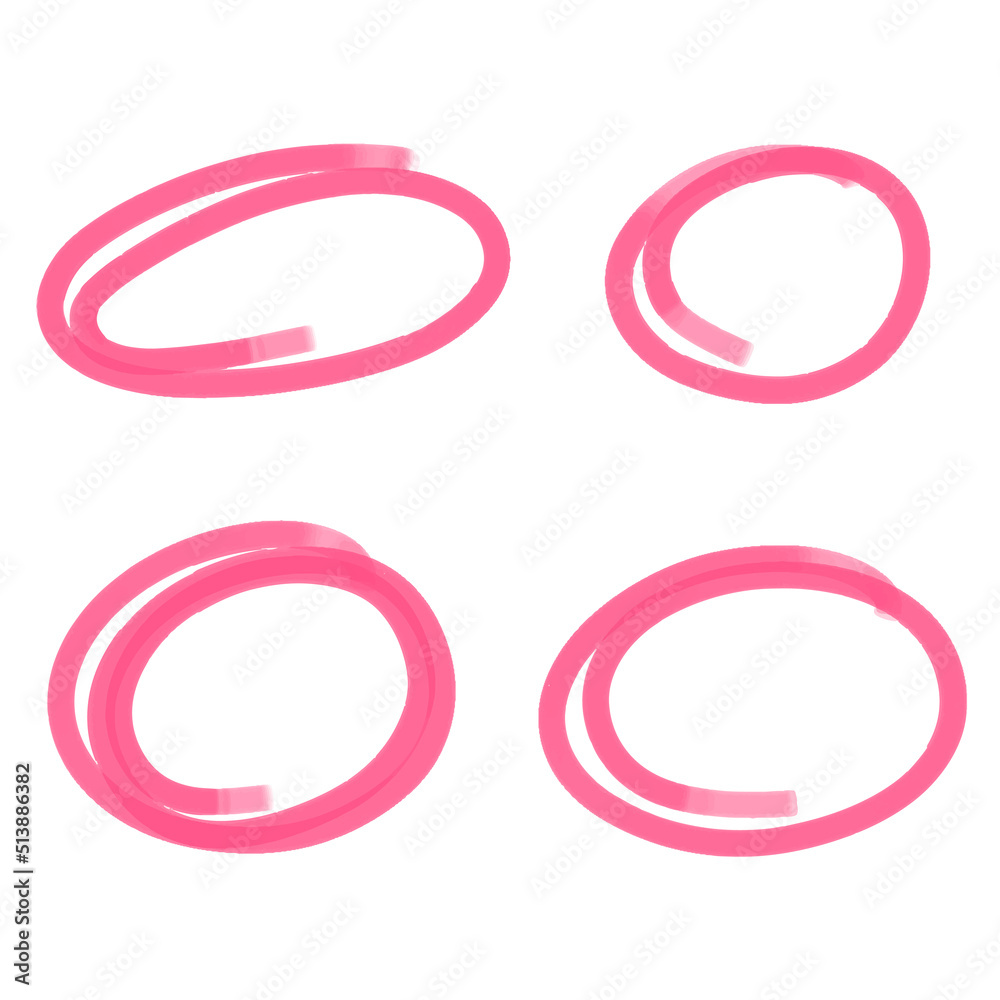 Marker highlight oval frames, strokes, underline, checkmarks, lines ...