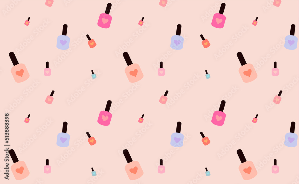 Seamless pattern with bootle Nail polish, nail varnish. Manicure and ...