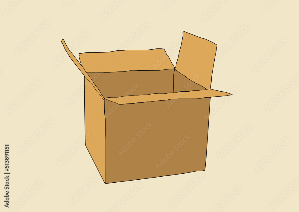 Realistic cardboard box mockup set from side, front and top view open ...