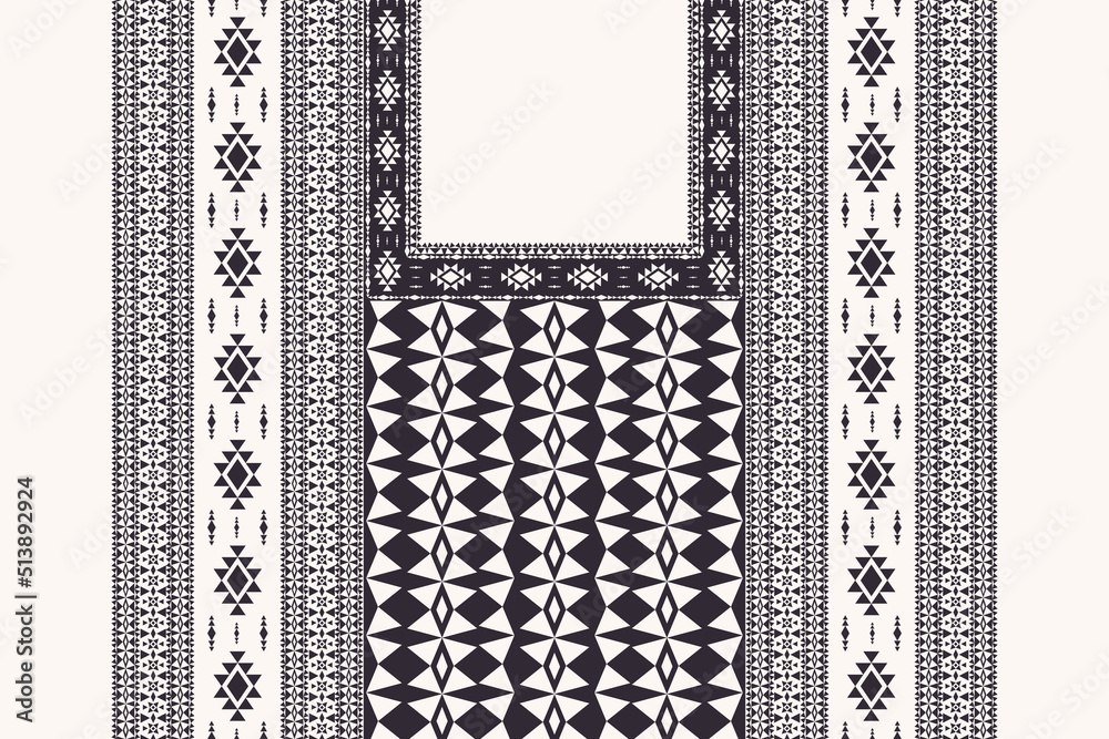 Vector aztec geometric triangle shape neck embroidery pattern design ...