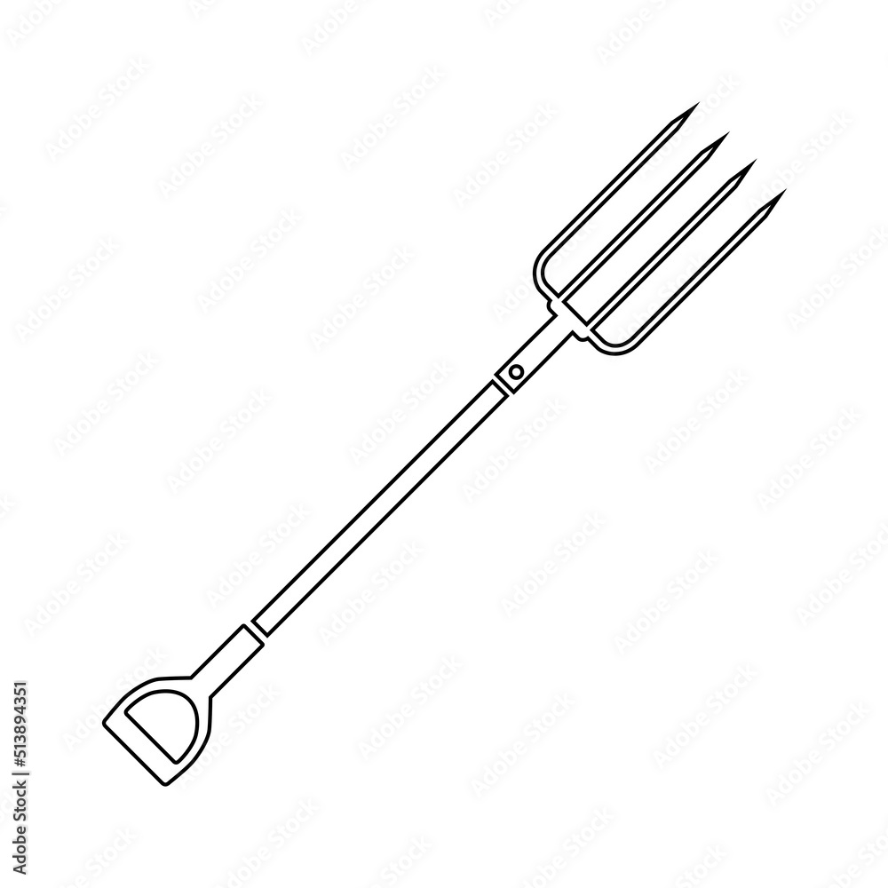 The icon outlines garden forks. A tool for working with hay and dry ...