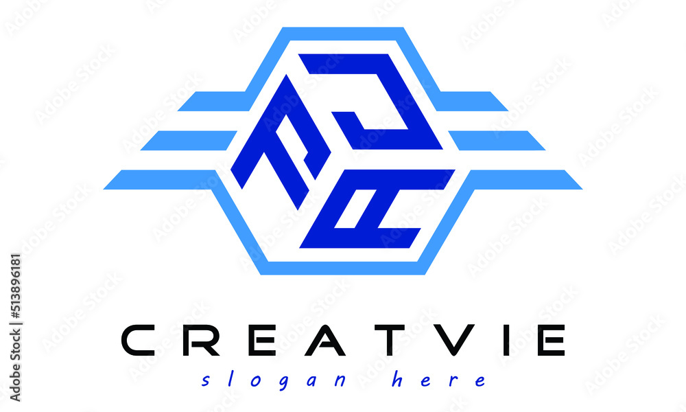 FJA three letter geometrical wings logo design vector template ...