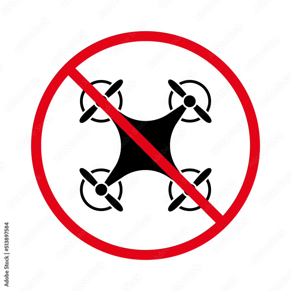 Ban Drone Aerial Zone Black Silhouette Icon. Forbidden Quadcopter on ...