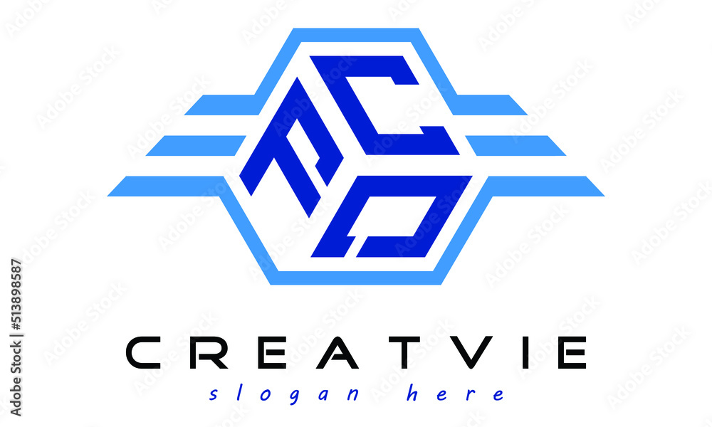 FCD three letter geometrical wings logo design vector template ...