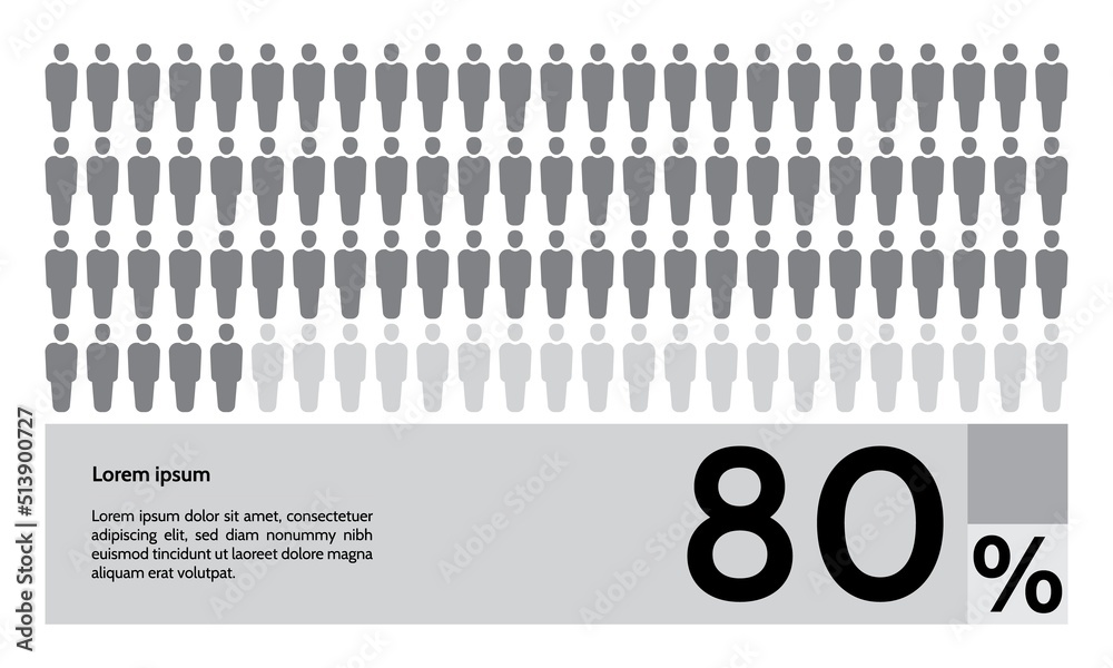 80 percent people population demography, diagram, infographics concept ...