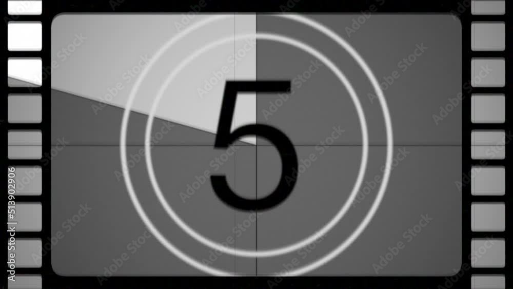 Retro grey film countdown from 1 to 10 in 90s style, motion film, cinematic and corporate style ...