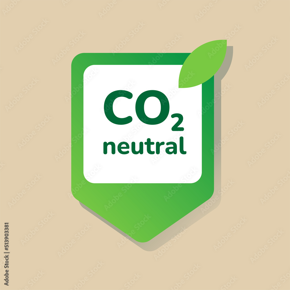 CO2 neutral certificate label icon. Zero carbon emission, CO2 reduction ...