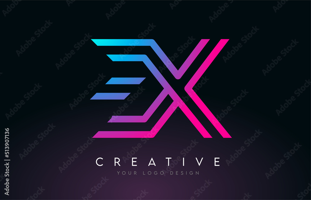 Monogram Lines EX E X Letter Logo Design. Creative Icon Modern Letters ...