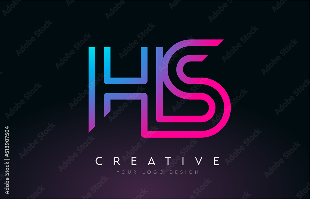 Monogram Lines HS H S Letter Logo Design. Creative Icon Modern Letters ...