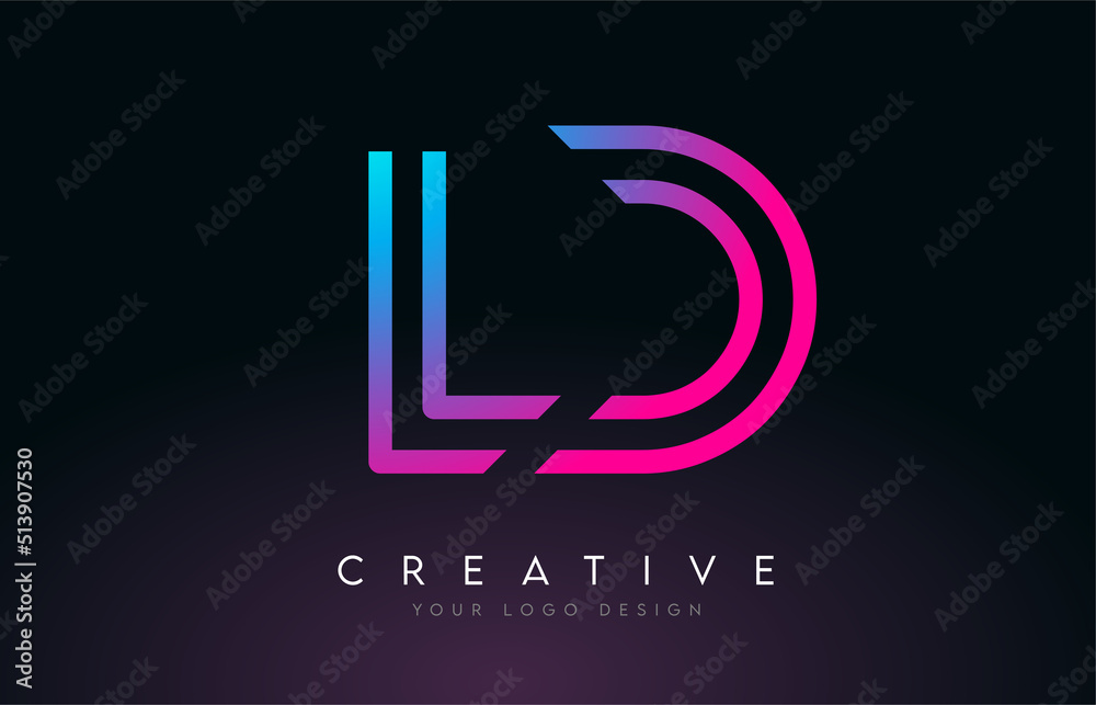 Monogram Lines LD L D Letter Logo Design. Creative Icon Modern Letters ...