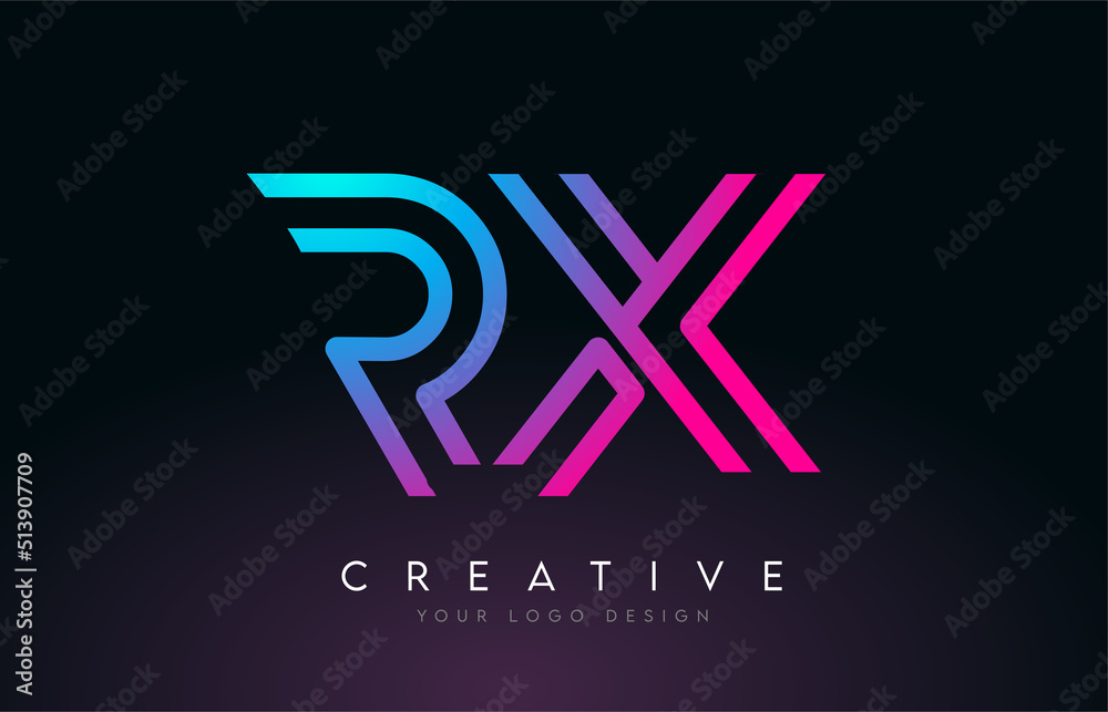 Monogram Lines RX R X Letter Logo Design. Creative Icon Modern Letters ...