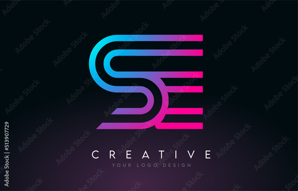 Monogram Lines SE S E Letter Logo Design. Creative Icon Modern Letters ...