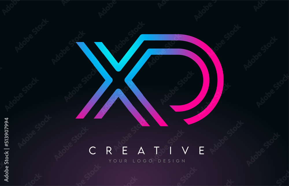Monogram Lines XD X D Letter Logo Design. Creative Icon Modern Letters ...