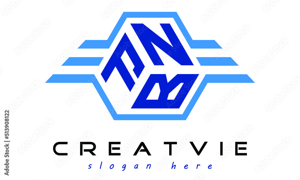 FNB three letter geometrical wings logo design vector template ...