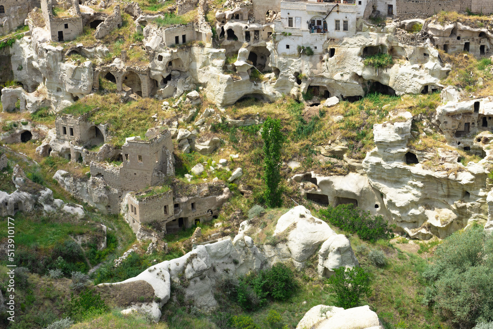 Cave settlements of Cappadocia. Ancient buildings underground city ...