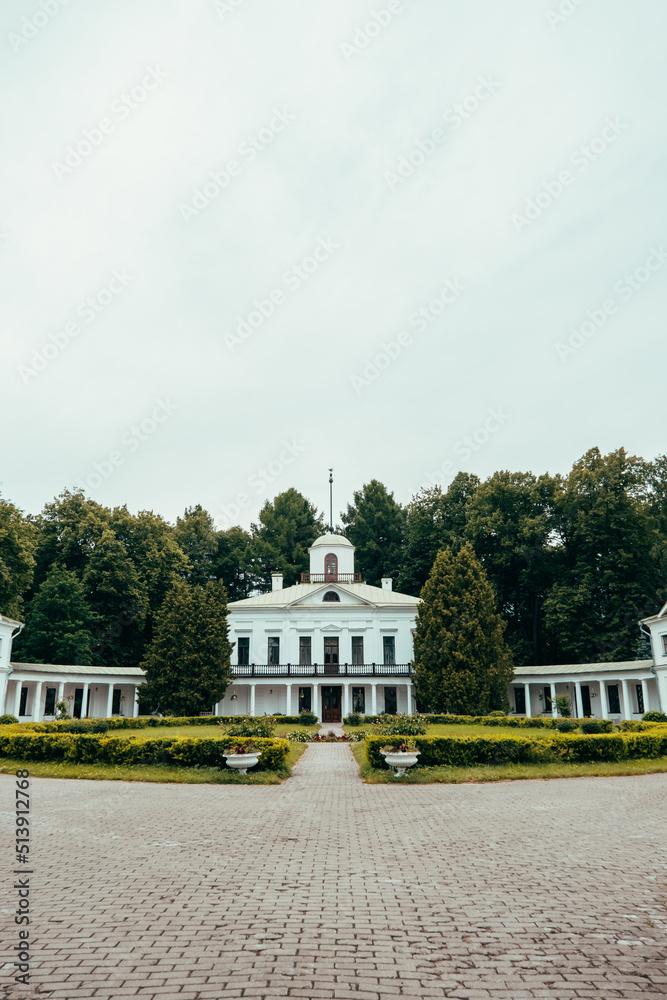 White estate Serednikovo. Magnificent building. Neoclassical style ...