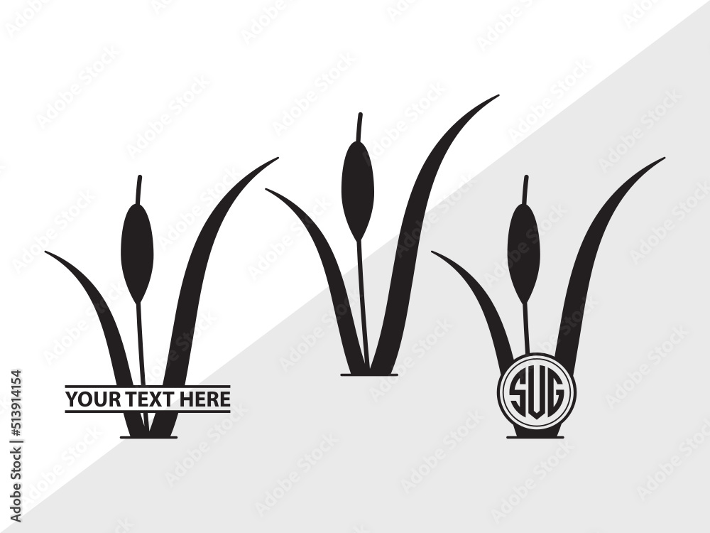 Vecteur Stock Cattail Monogram SVG | Bulrush Plant Svg | Cattail Flower ...