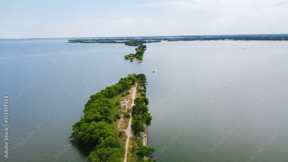 Aerial view the original breach of the Lake Dallas Dam aka The Cut ...