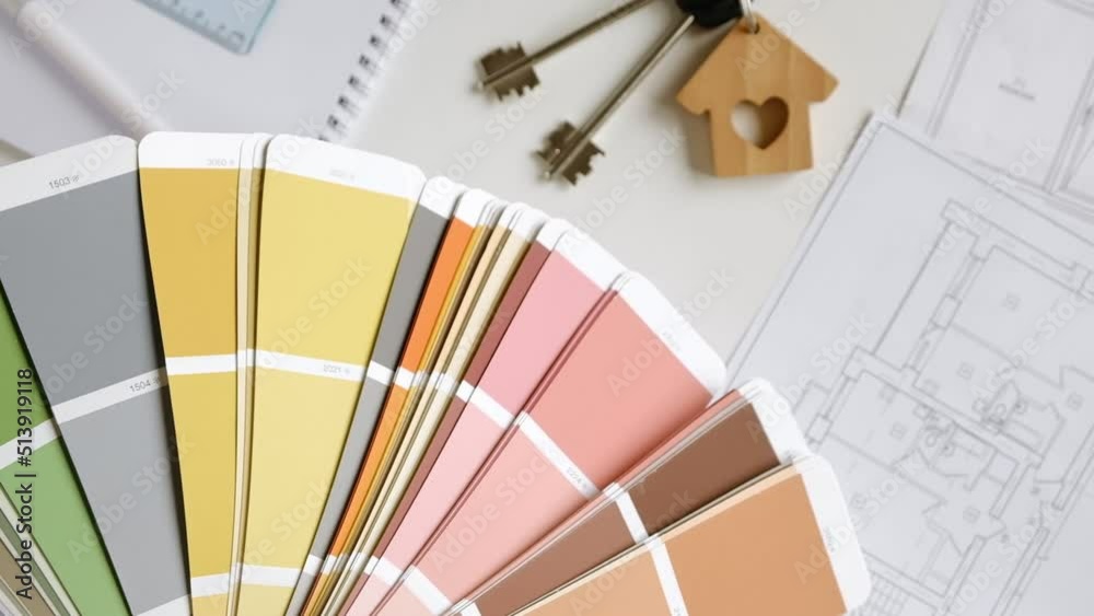 Hands choosing Colors of Interior Design from the Color Guide ...