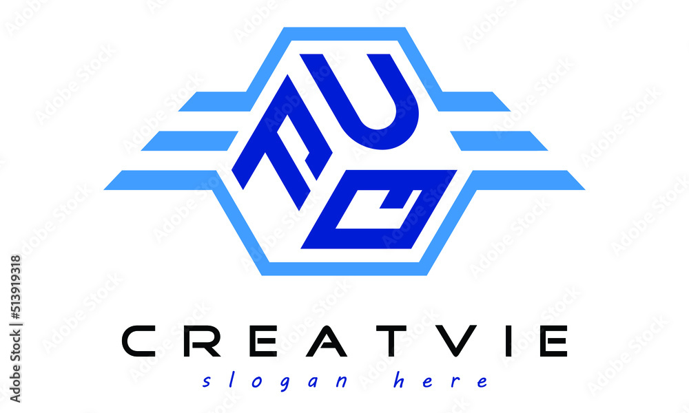 FUQ three letter geometrical wings logo design vector template ...