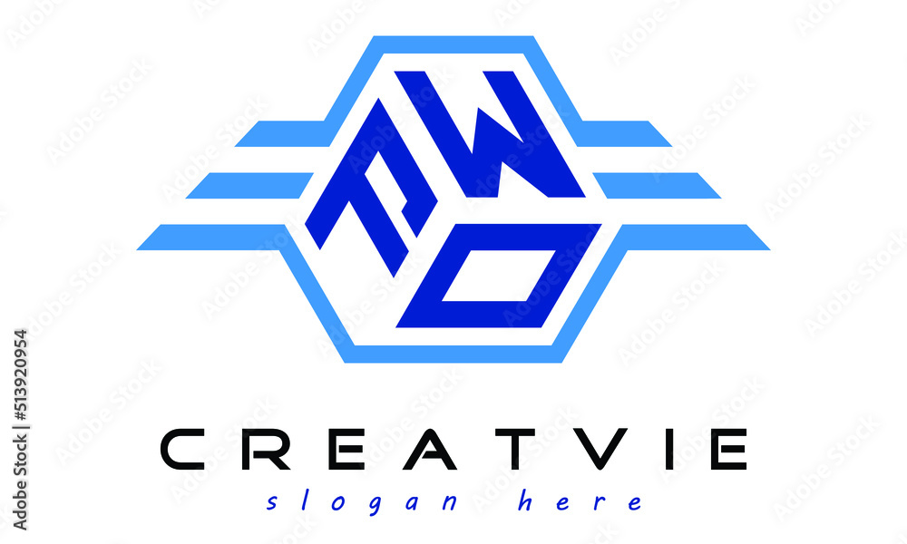 FWO three letter geometrical wings logo design vector template ...