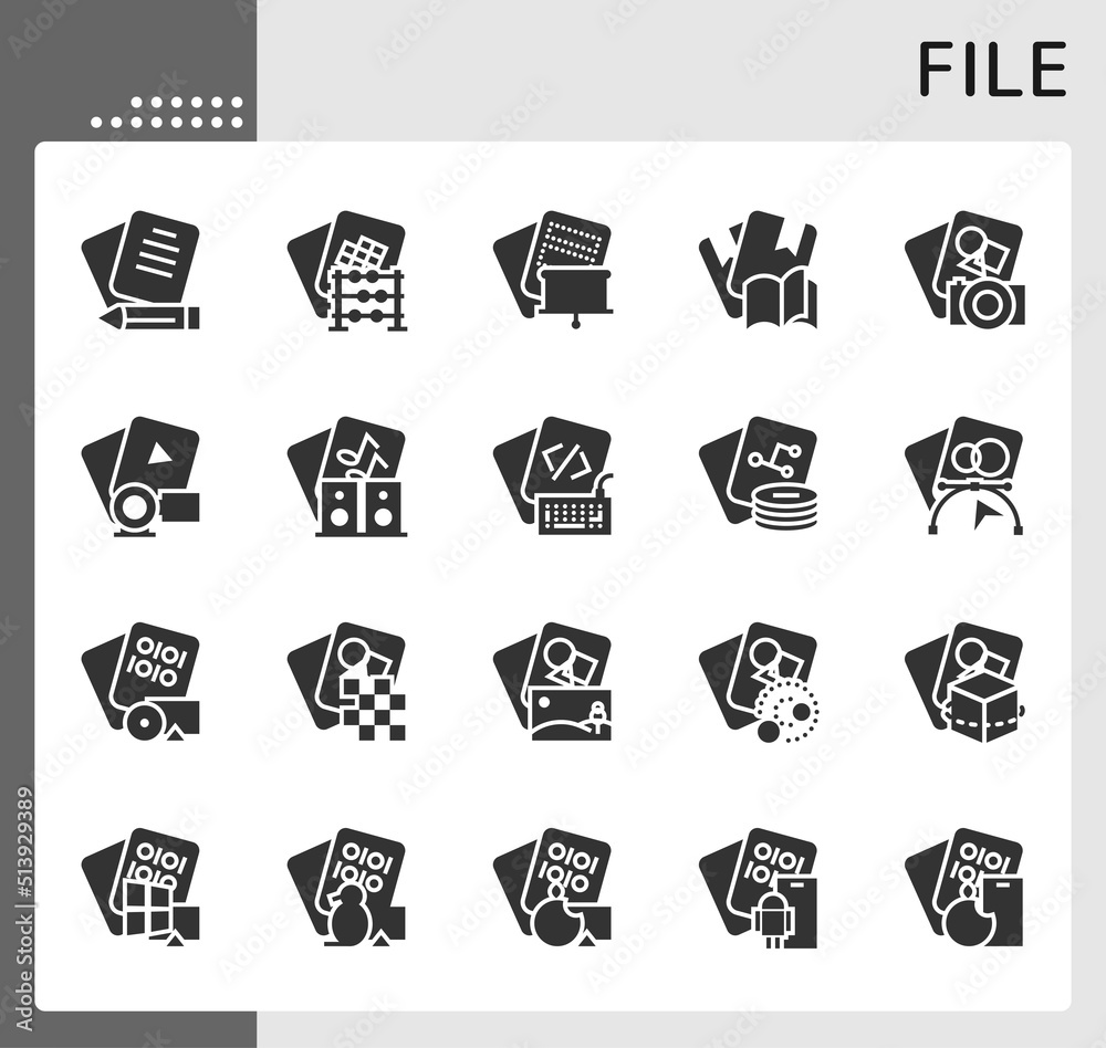 file 1 icon set, isolated glyph icon, perfect for web, graphic design ...