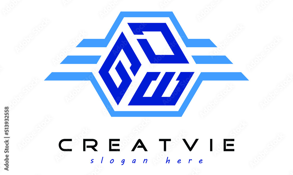 GDE three letter geometrical wings logo design vector template ...