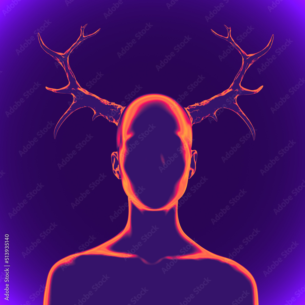 Abstract concept illustration from 3D rendering of scary faceless ...