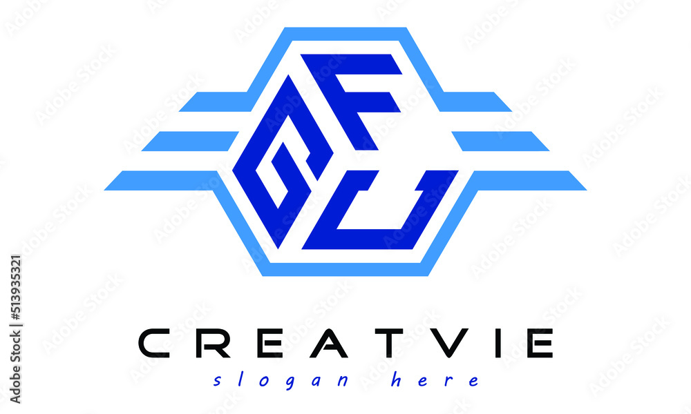 GFC three letter geometrical wings logo design vector template ...