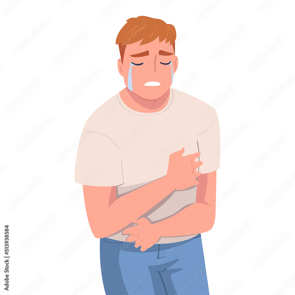 Crying Man Character Weeping and Sobbing from Sorrow and Grief Feeling ...