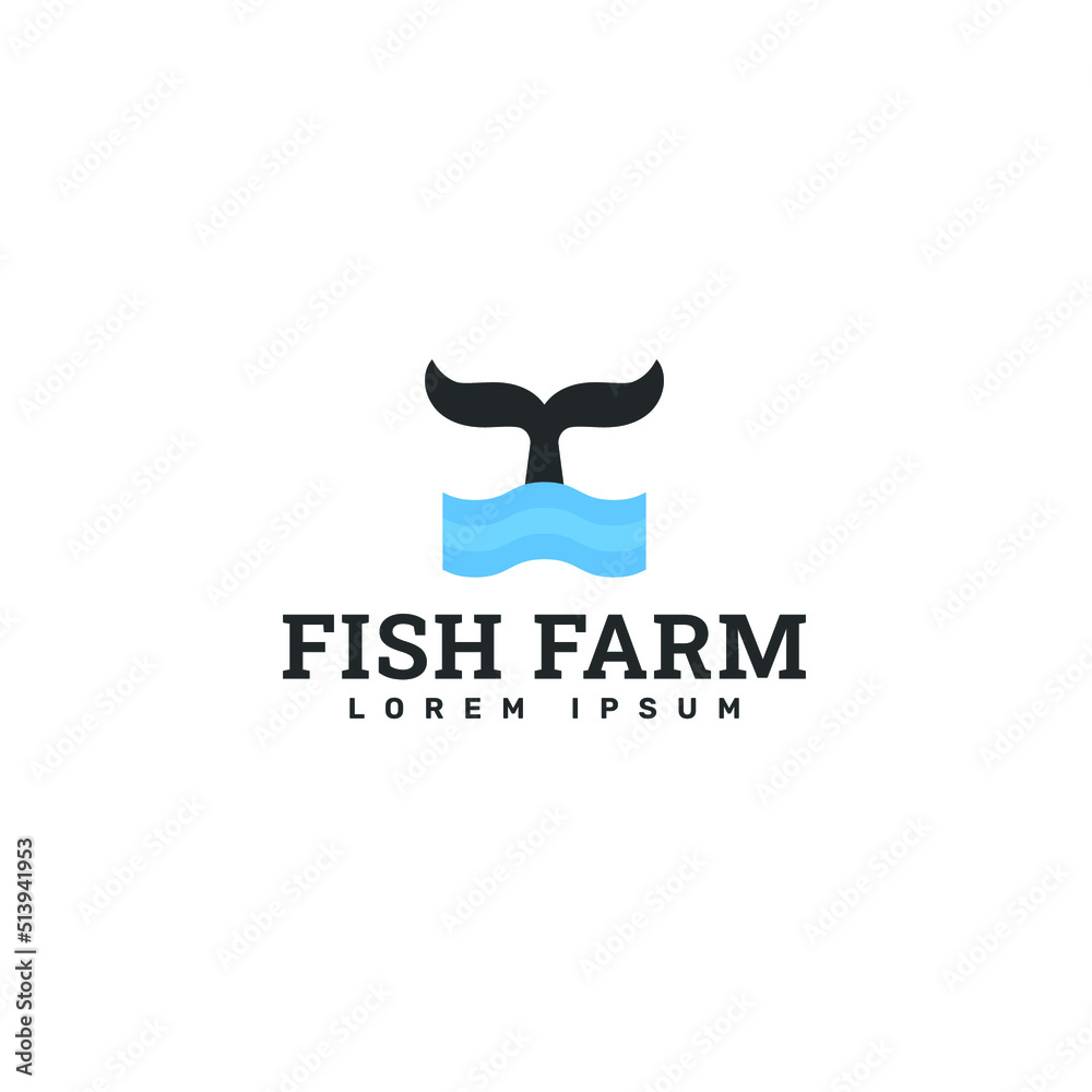 fish farm logo template Stock Vector | Adobe Stock