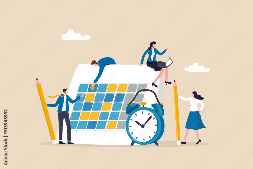 Schedule calendar, team meeting or appointment, project planning or ...
